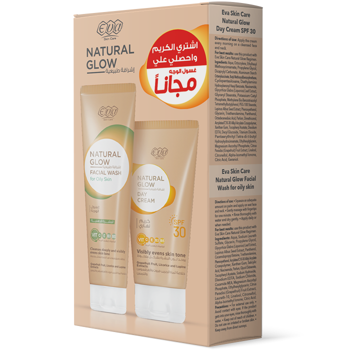 Eva Skin Care Natural Glow Day Cream SPF 30 (50g) + Free Facial Wash F ...